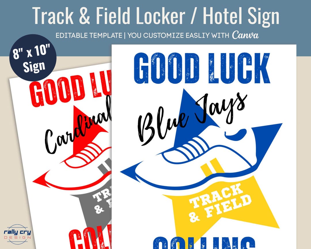 Good Luck Track & Field Locker Sign Tag, Hotel Door Sign, Locker Room ...