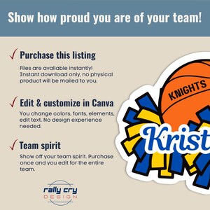 Basketball Cheerleader Name Tag, Cheerleader Locker Decoration, Cheer ...