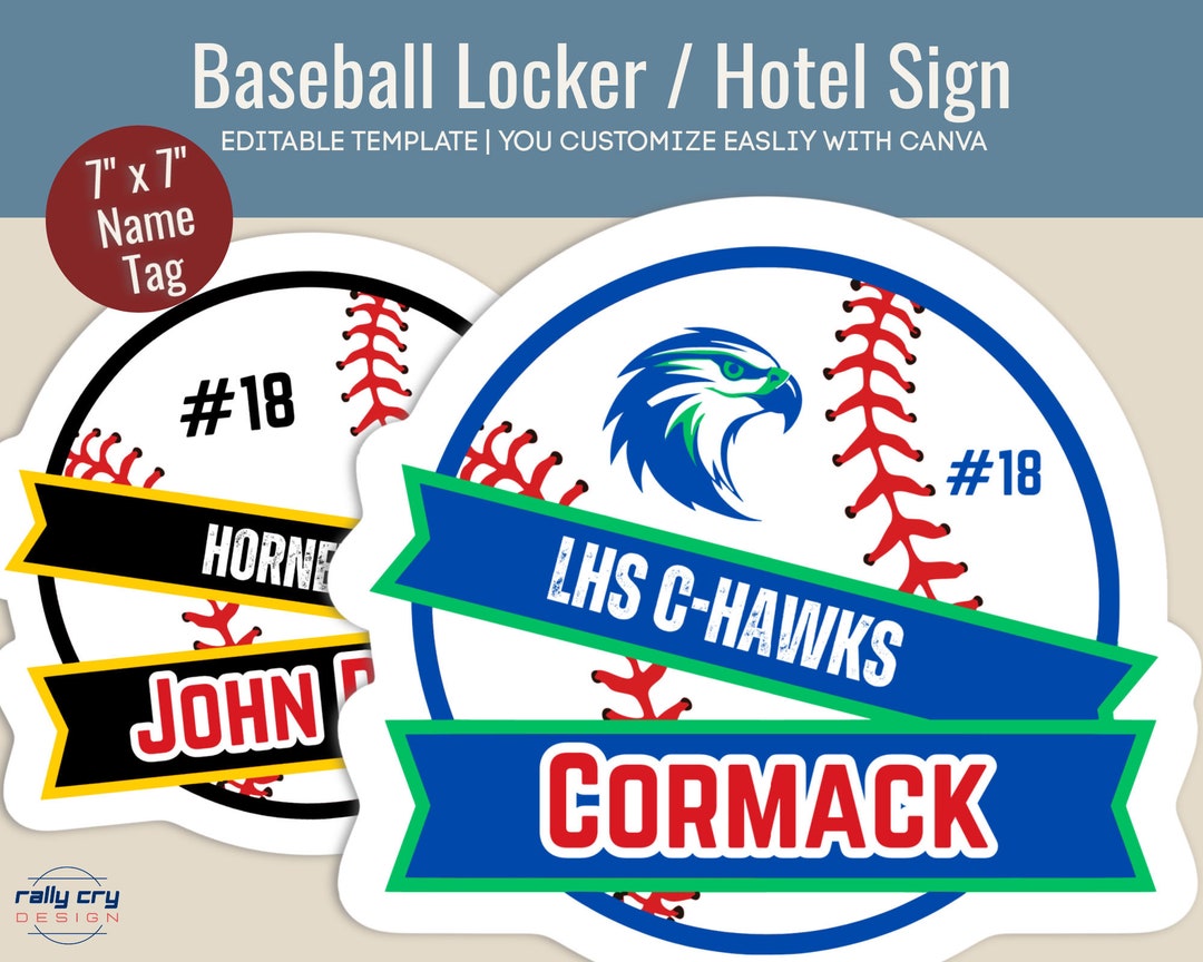 Baseball Hotel Door Sign, Locker Decoration Name Tag, Baseball Spirit ...
