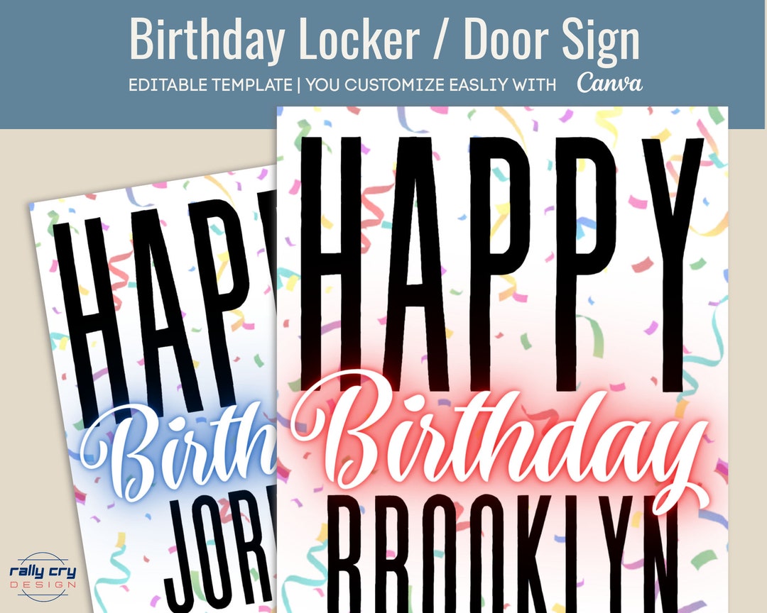 Happy Birthday Locker Sign Tag, Birthday Locker Decoration, Birthday ...