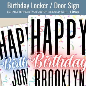 Happy Birthday Locker Sign Tag, Birthday Locker Decoration, Birthday ...