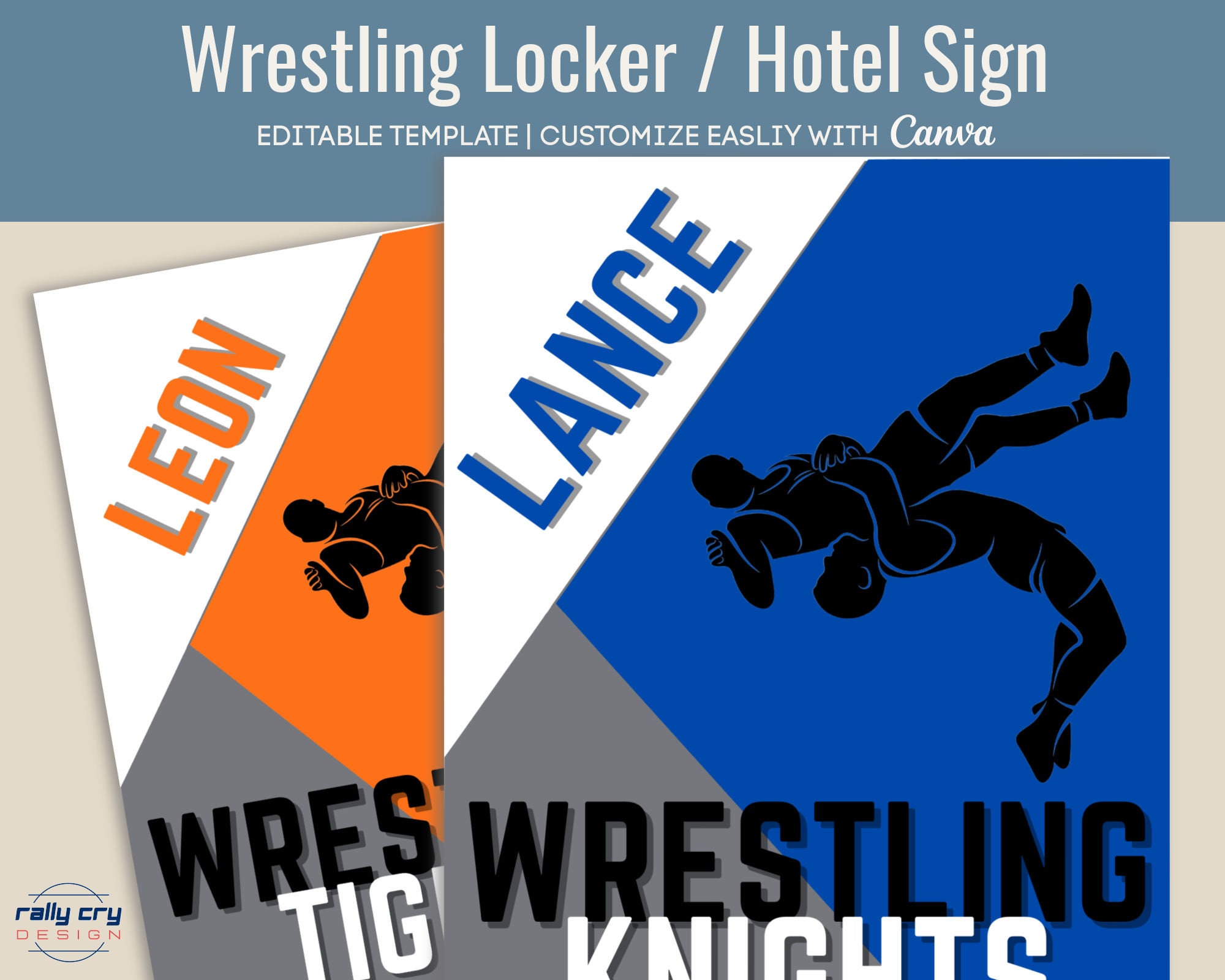 Wrestling Locker Tag, Hotel Door Sign, Pep Rally Team Spirit Poster ...