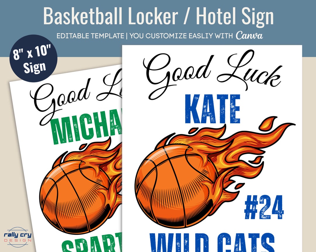 Good Luck Basketball Locker Sign, Varsity Basketball Hotel Door Sign ...