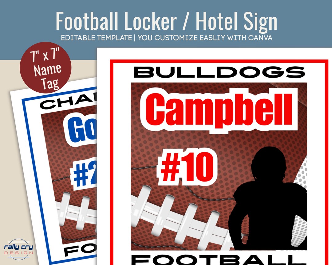 Football Hotel Door Sign, Locker Decoration Name Tag, Football Club ...