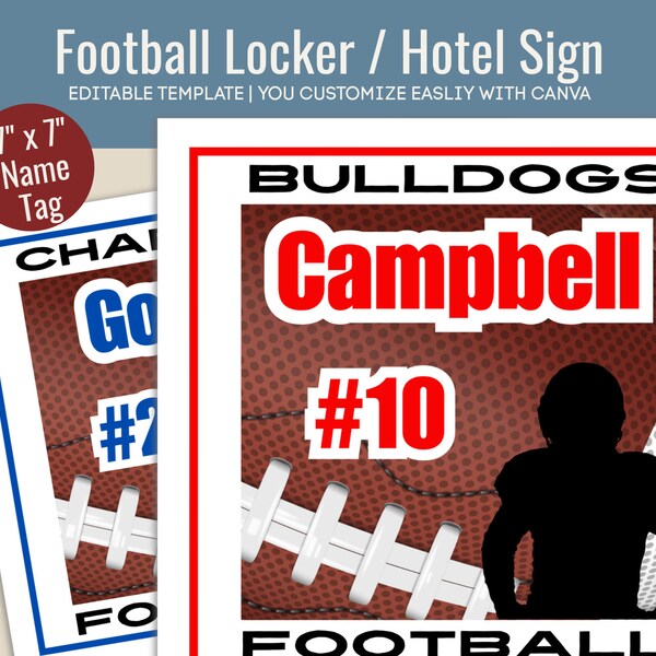 Football Locker Name Tag - Etsy