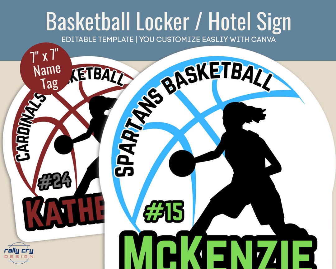 Girls Basketball Hotel Door Sign, Locker Decoration Name Tag, Travel ...