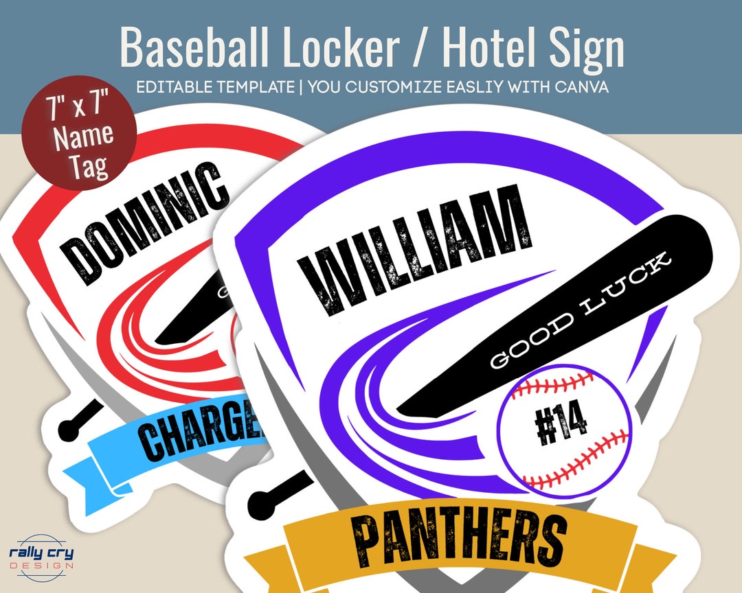 Good Luck Baseball Hotel Door Sign, Locker Decoration Name Tag ...