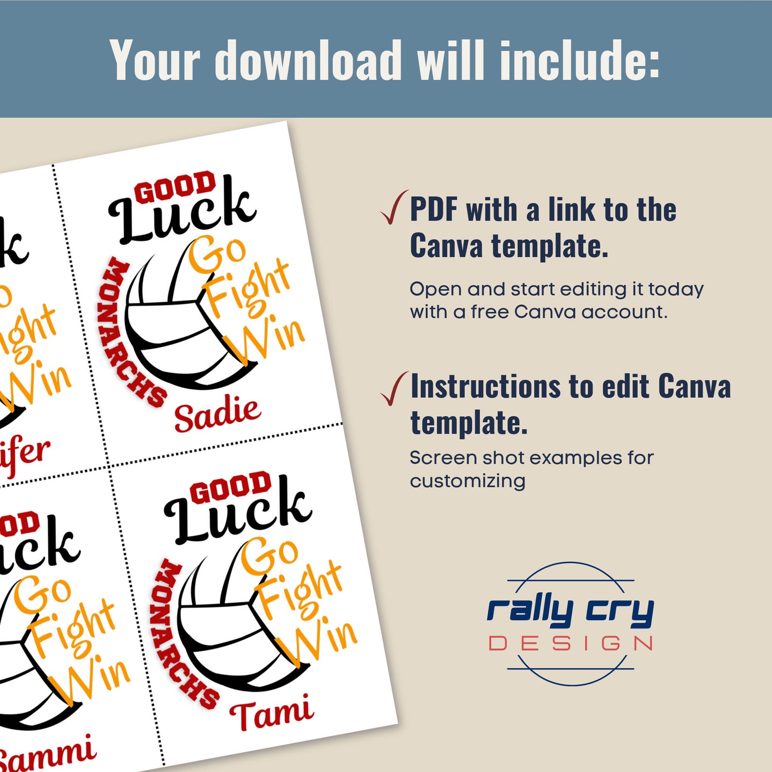 Good Luck Volleyball Name Gift Tag, Volleyball Name Tag for Travel ...