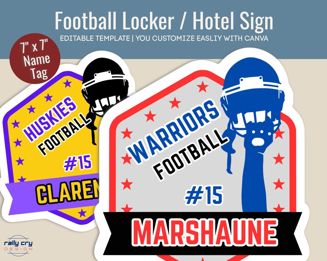 Football Locker Player Name Tag, Travel Hotel Door Sign, Football Club ...