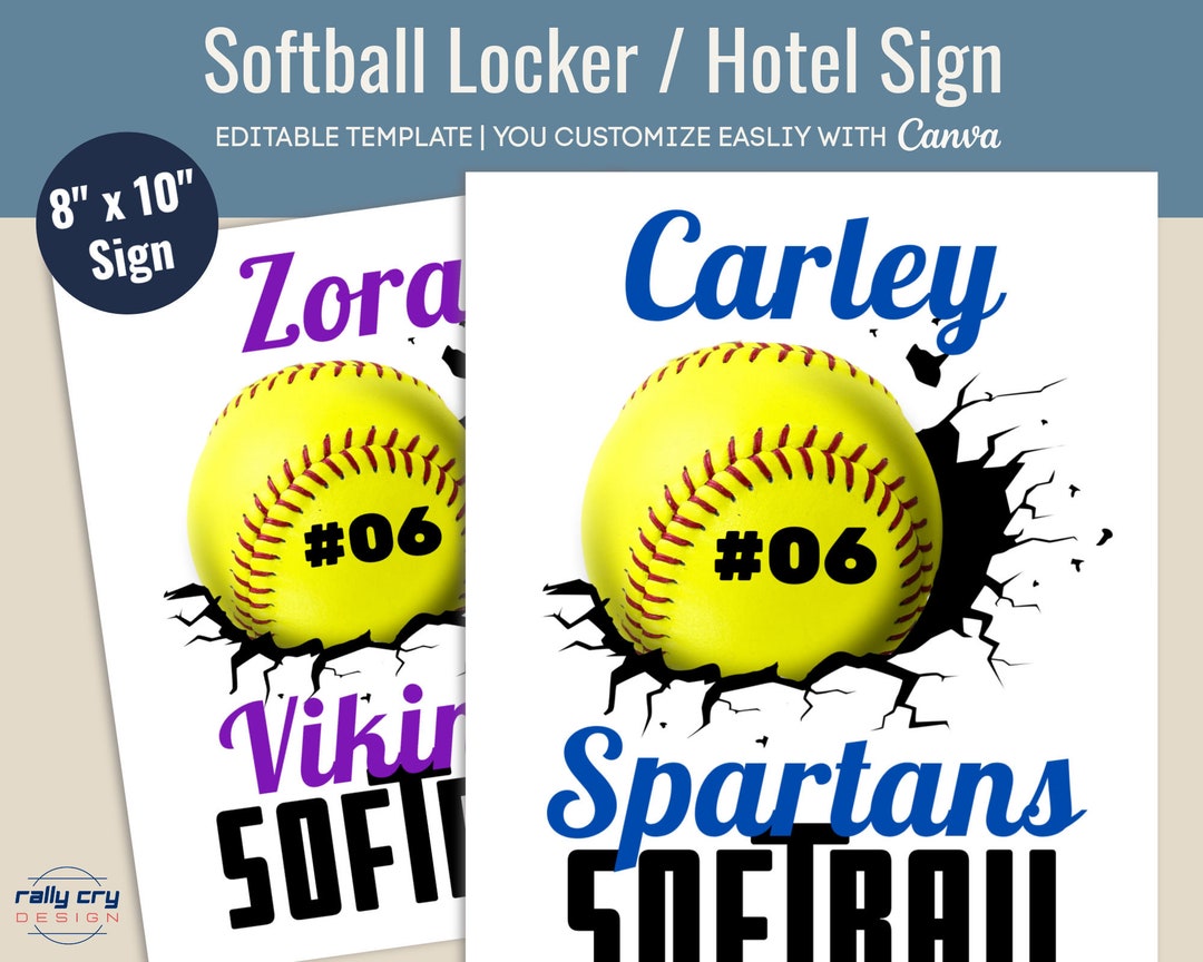 Girls Softball Locker Decoration, Hotel Door Sign, Softball Travel ...