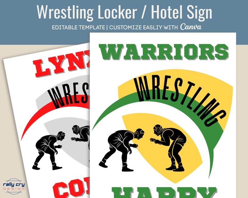 Wrestling Hotel Door Sign Locker Room Tag Pep Rally Team - Etsy