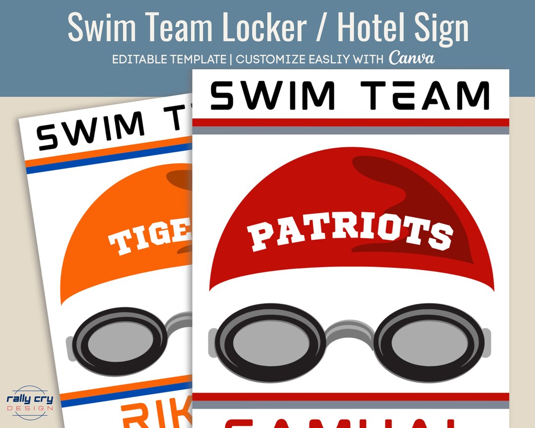 Swim Team Locker Decoration Sign, Hotel Door Sign Tag, Team Spirit ...