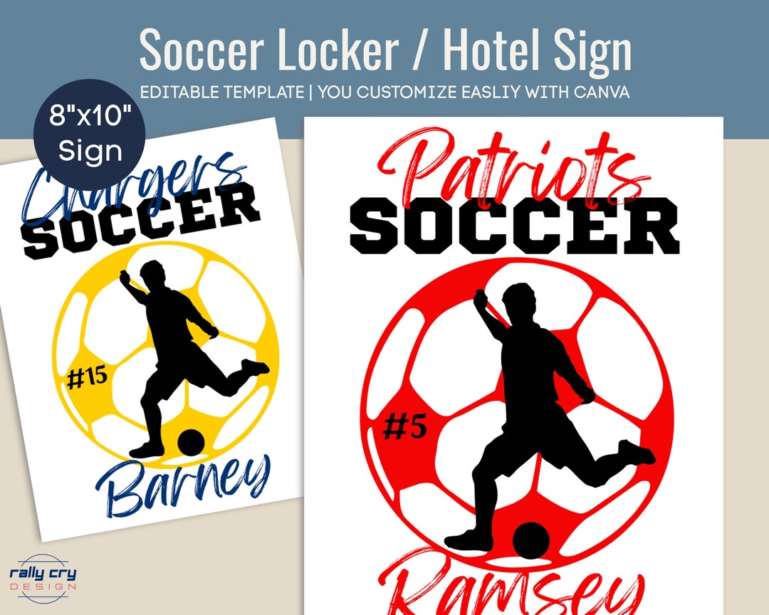 Soccer Game Locker Sign Tag, Club Soccer Travel Team Hotel Door Sign ...