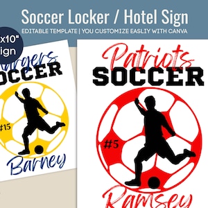 Soccer Game Locker Sign Tag, Club Soccer Travel Team Hotel Door Sign ...