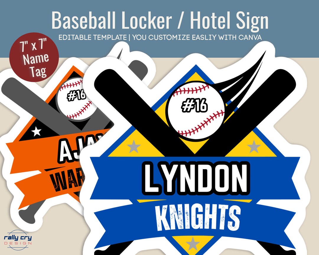 Baseball Team Hotel Door Sign, Locker Decoration Name Tag, Baseball ...
