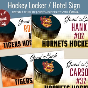 Good Luck Hockey Hotel Door Sign, Locker Room Decoration Name Tag, Club ...