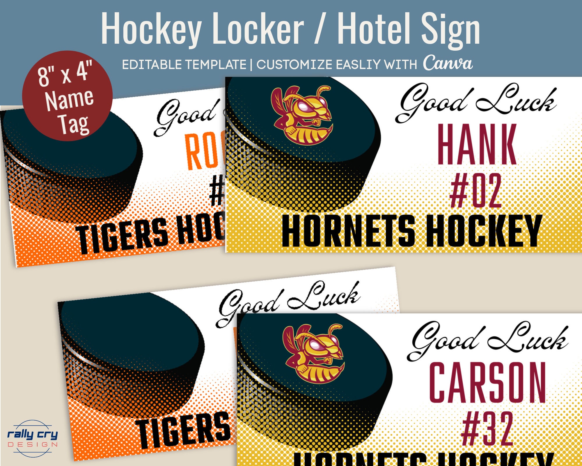 Good Luck Hockey Hotel Door Sign, Locker Room Decoration Name Tag, Club ...