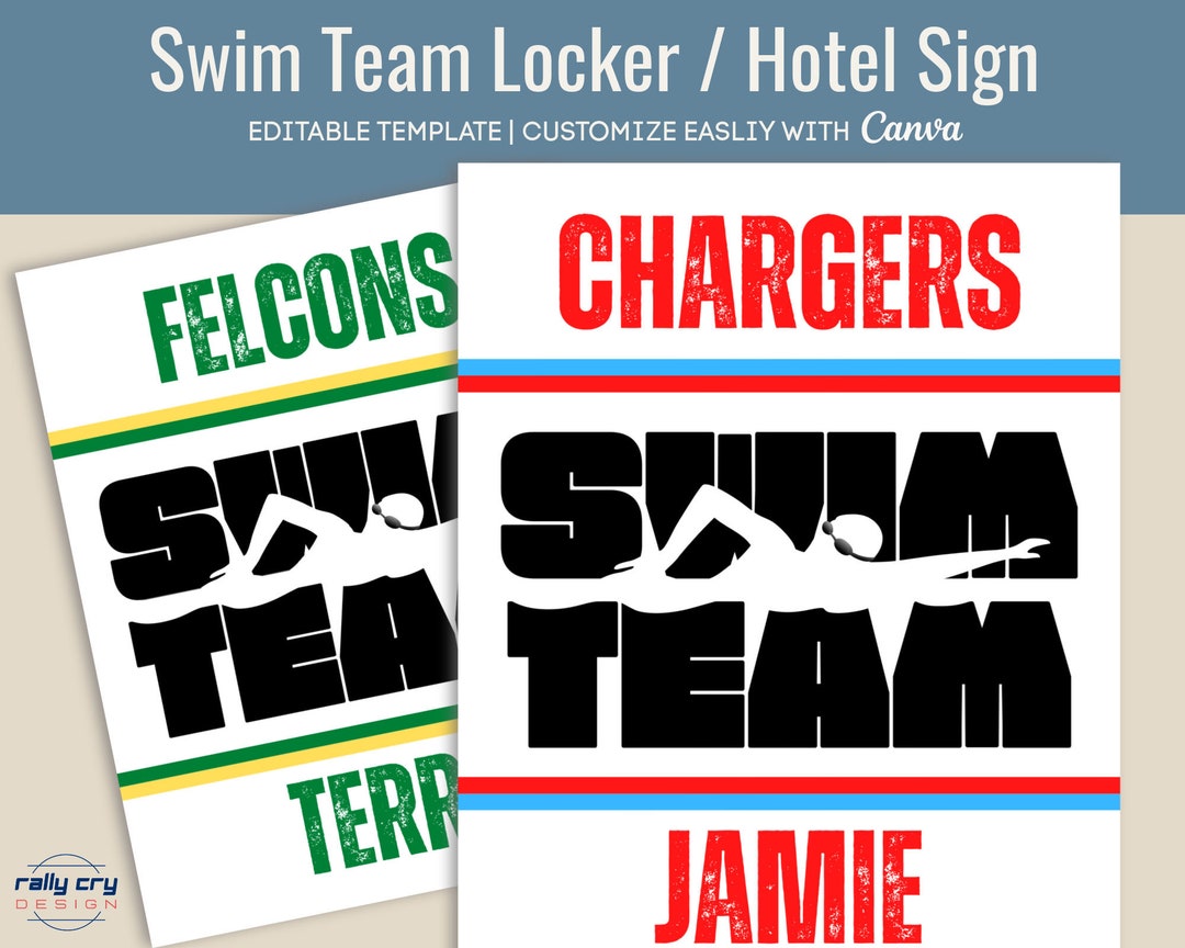 Swim Team Locker Decoration Sign, Hotel Door Sign Tag, Team Spirit ...