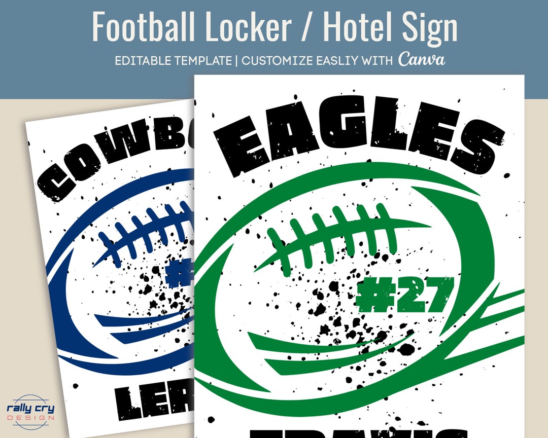 Football Hotel Door Sign, Locker Room Name Tag, Team Spirit Sign ...