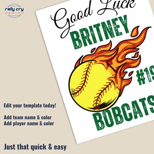 Good Luck Girls Softball Hotel Door Sign, Locker Decoration Name Tag ...