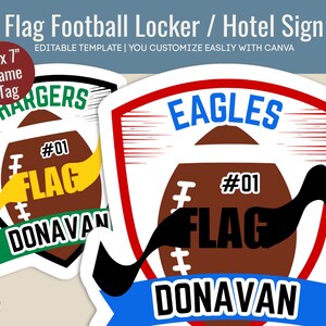 Flag Football Hotel Door Sign, Locker Decoration Name Tag, Flag ...