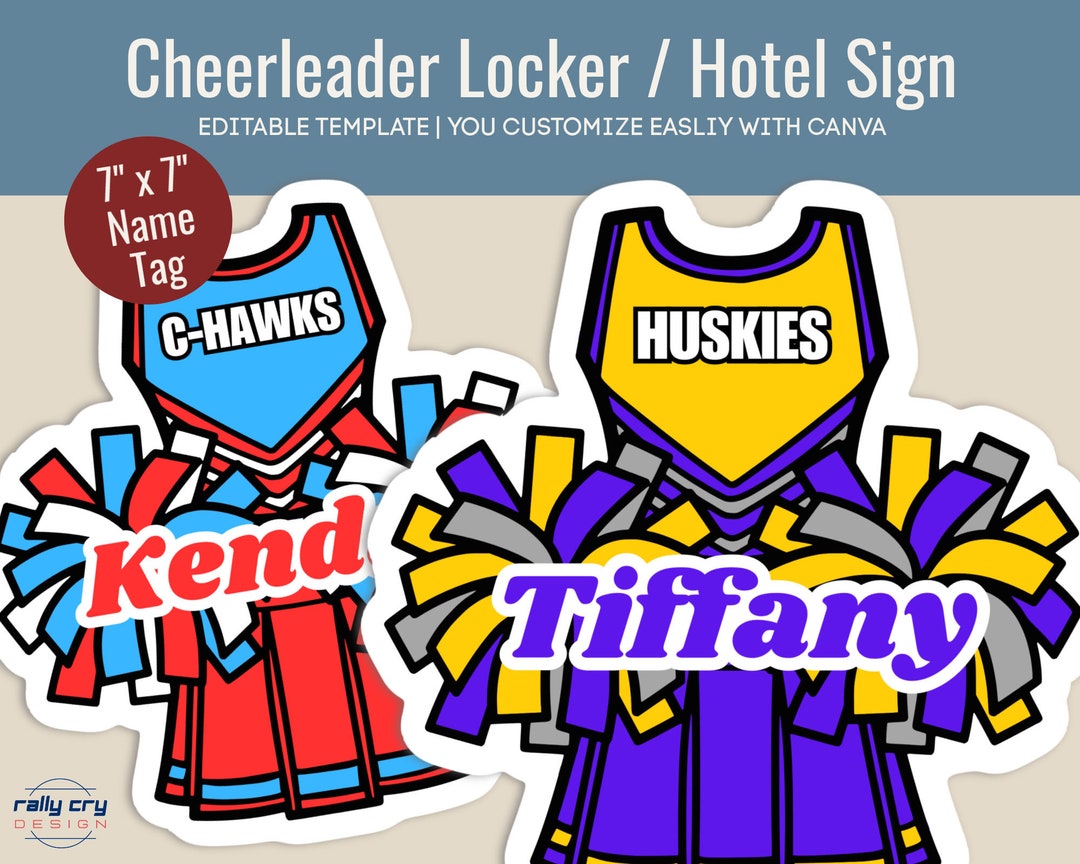 Cheerleader Hotel Door Hanger, Cheer Name Tag, Locker Decoration Name ...