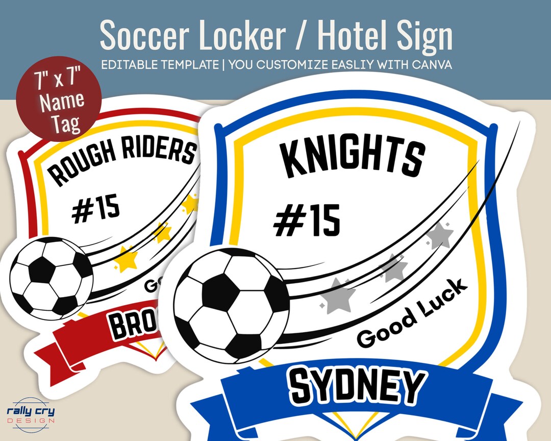 Good Luck Soccer Hotel Door Name Tag, Locker Decoration Sign, Soccer ...