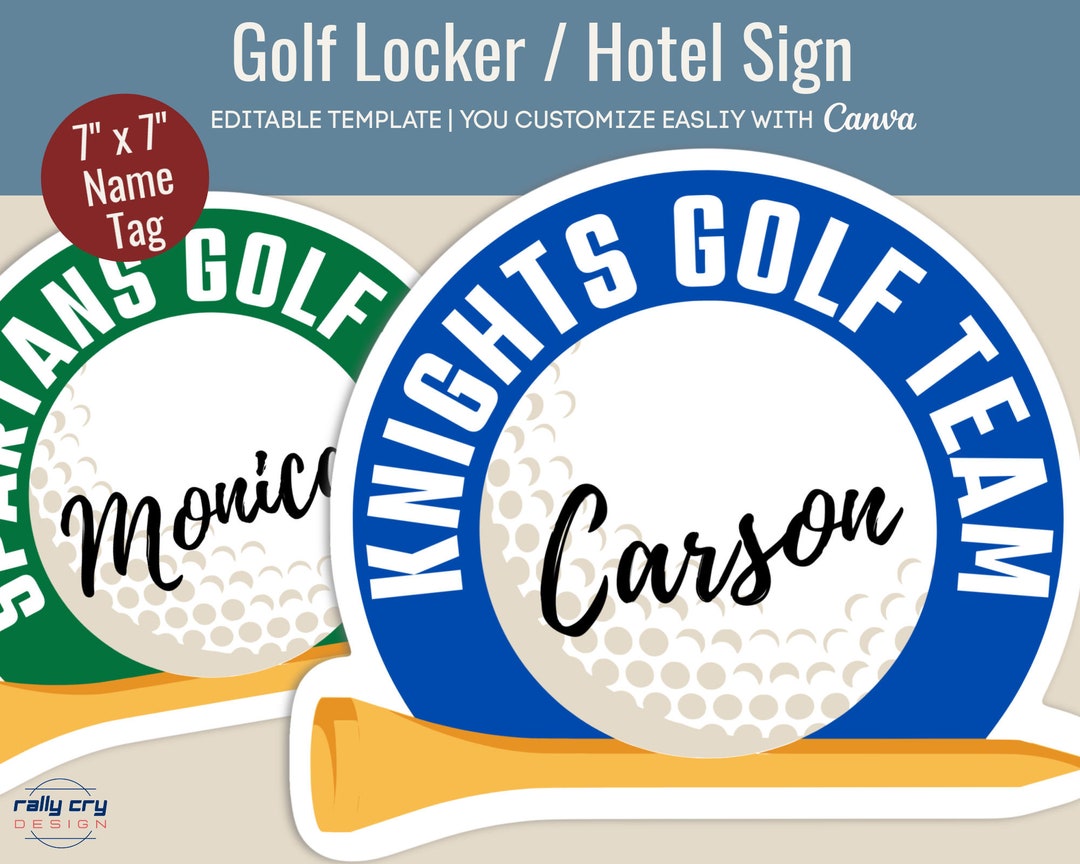 Golf Locker Decoration Name Tag, Hotel Door Cutout Sign, Golf Printable ...