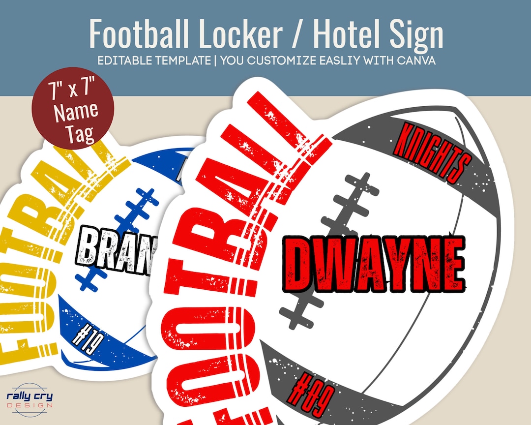 Football Locker Decoration Name Tag, Travel Hotel Door Sign, Football ...