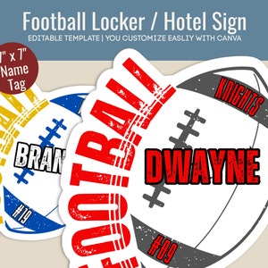 Football Locker Decoration Name Tag Travel Hotel Door Sign - Etsy