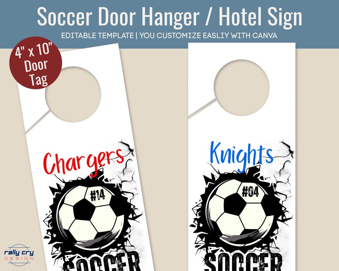 Soccer Hotel Door Hanger, Locker Room Decoration Name Tag, Match Day ...