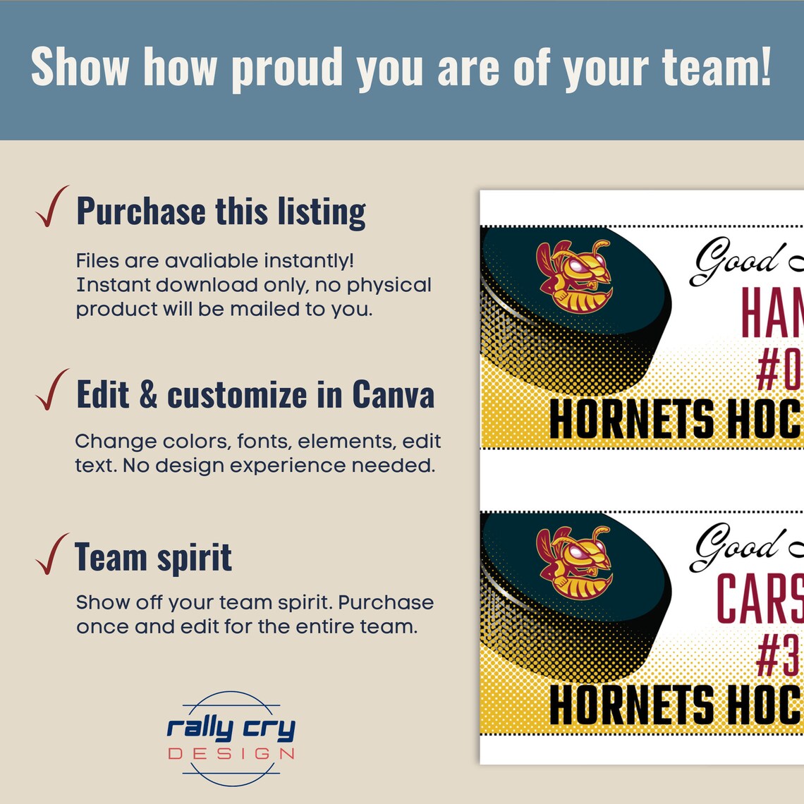 Good Luck Hockey Hotel Door Sign Locker Room Decoration Name - Etsy