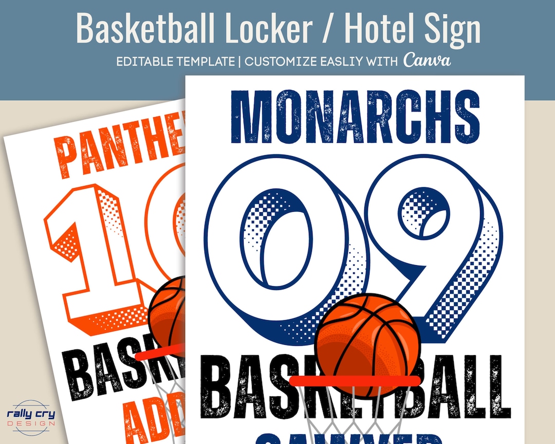 Basketball Hotel Door Sign, Locker Tag, Pep Rally Team Spirit Poster ...