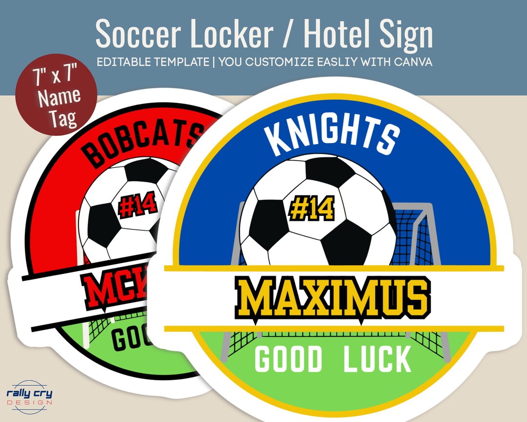 Good Luck Soccer Editable Name Sign, Decorate Player's Door, Locker or ...