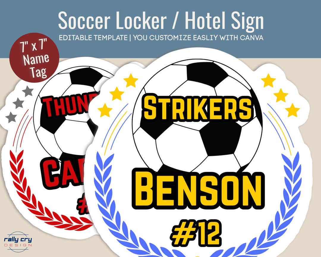 Soccer Hotel Door Name Tag, Locker Decoration Sign, Soccer Printable ...