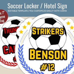 Soccer Hotel Door Name Tag, Locker Decoration Sign, Soccer Printable ...