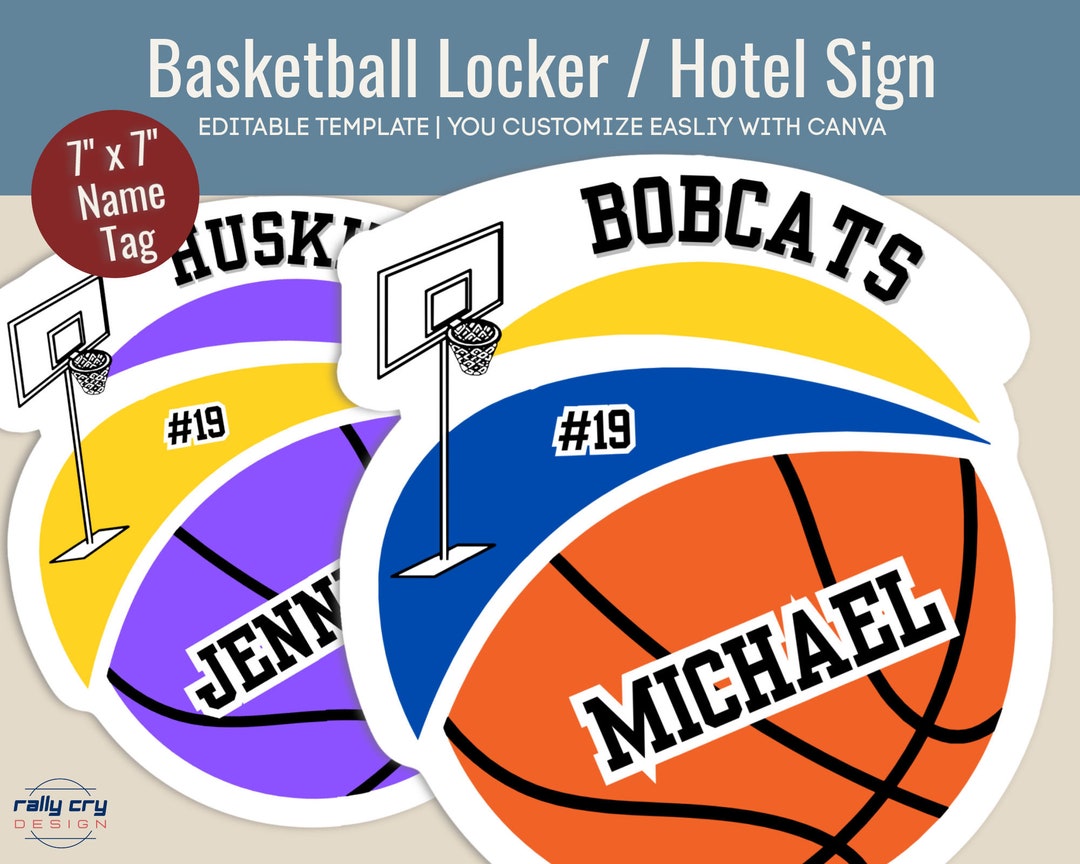Basketball Travel Team Hotel Door Sign, Locker Decoration Name Tag ...