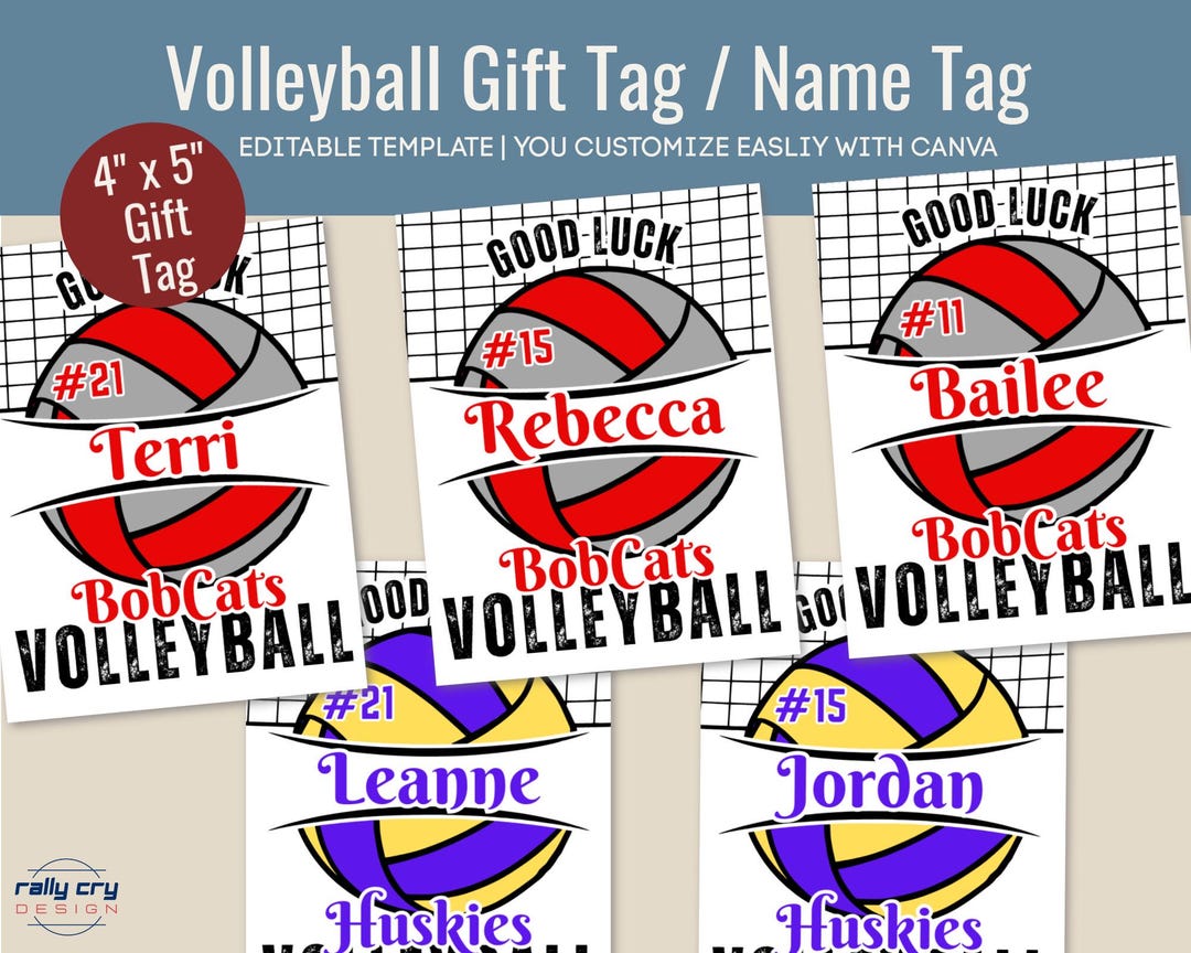 Good Luck Volleyball Name Gift Tag, Volleyball Name Tag for Travel ...