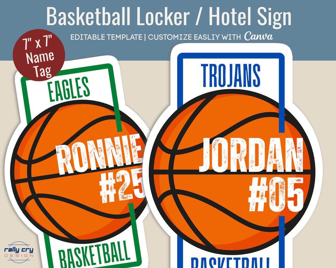 Basketball Hotel Door Sign, Locker Decoration Name Tag, Sport Team ...