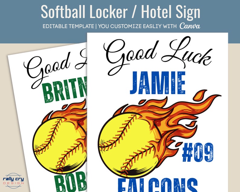 Good Luck Girls Softball Hotel Door Sign Locker Decoration - Etsy