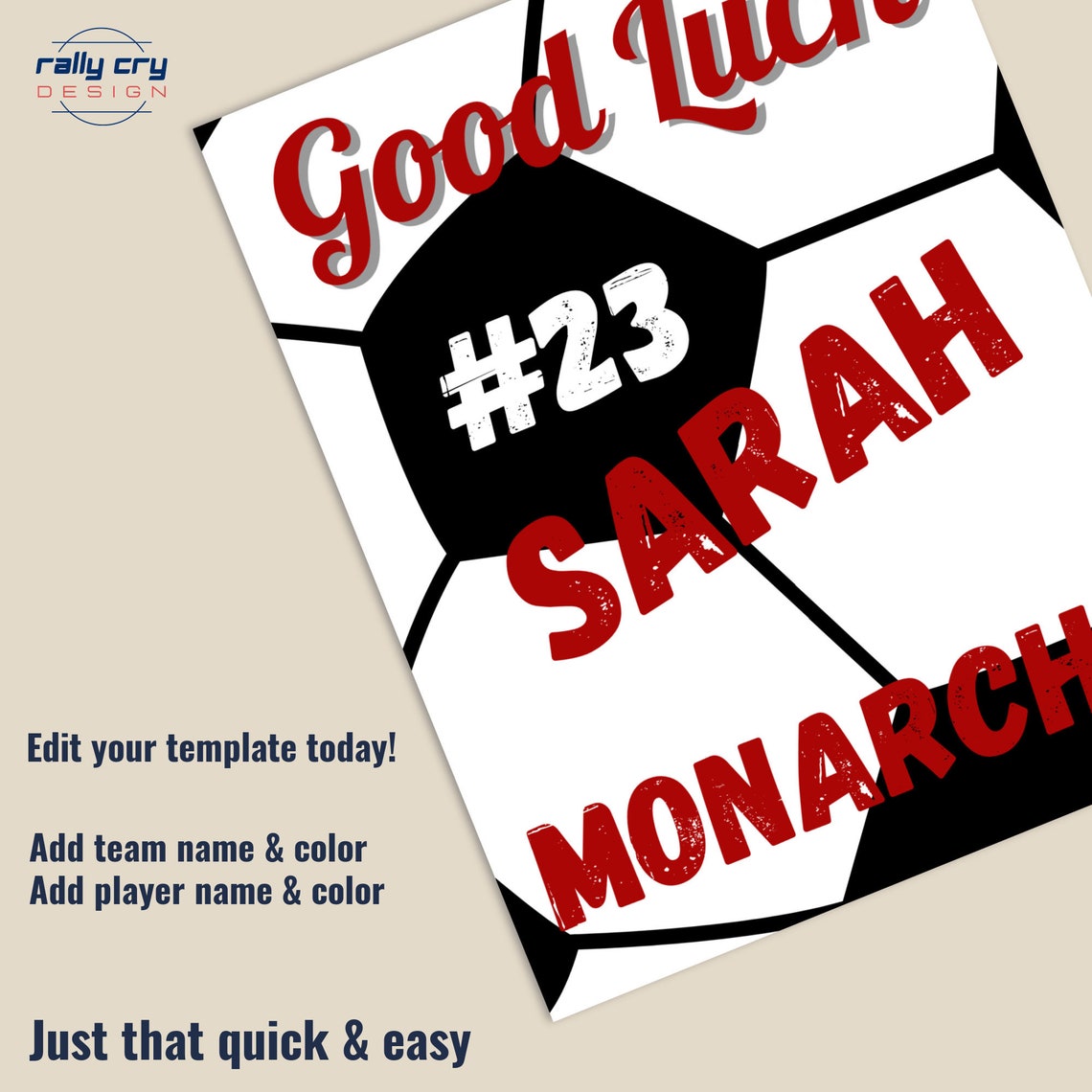 Good Luck Soccer Hotel Door Sign, Locker Decoration Name Tag, Club ...