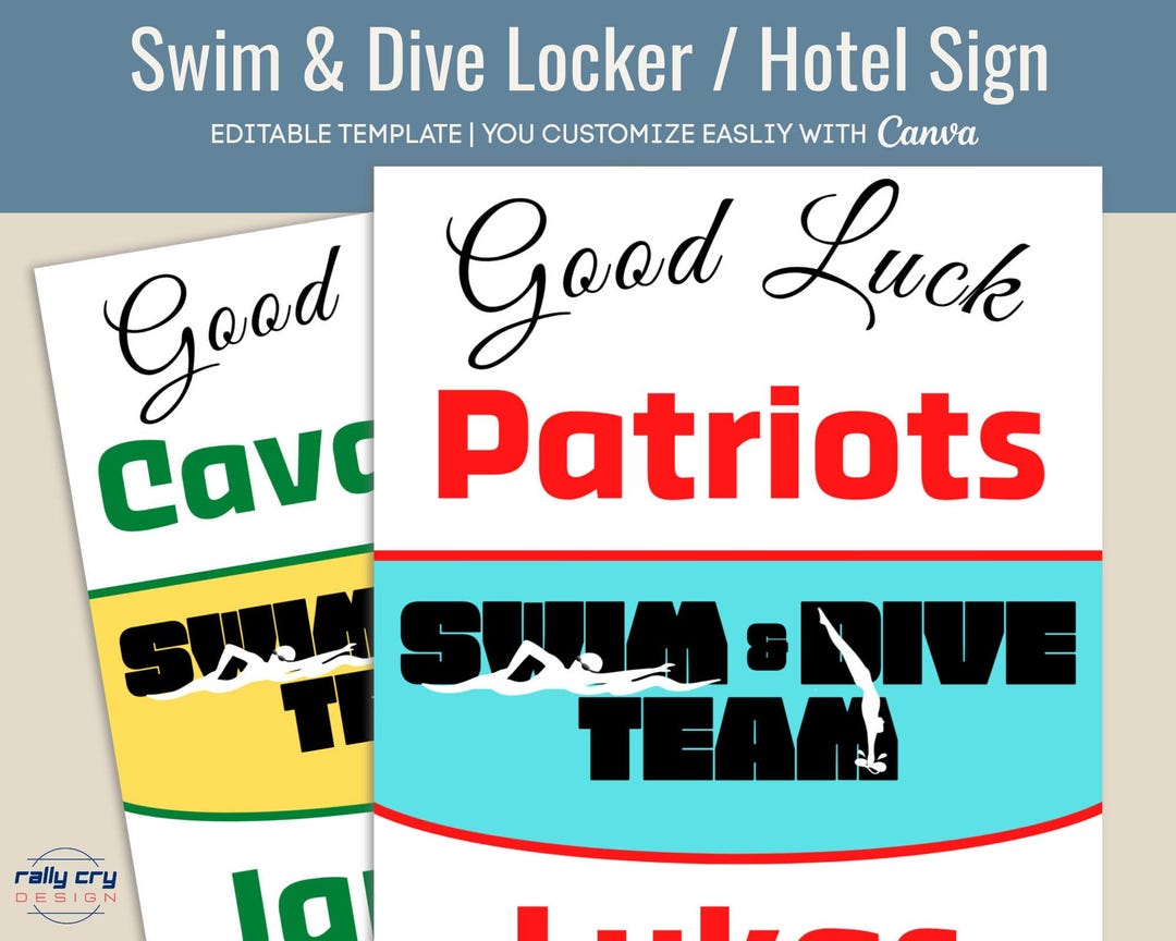 Good Luck Swim & Dive Team Locker Decoration Sign, Hotel Door Sign Tag ...