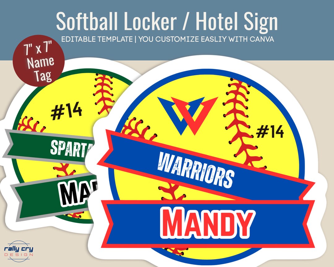 Softball Hotel Door Sign, Locker Decoration Name Tag, Softball Spirit ...