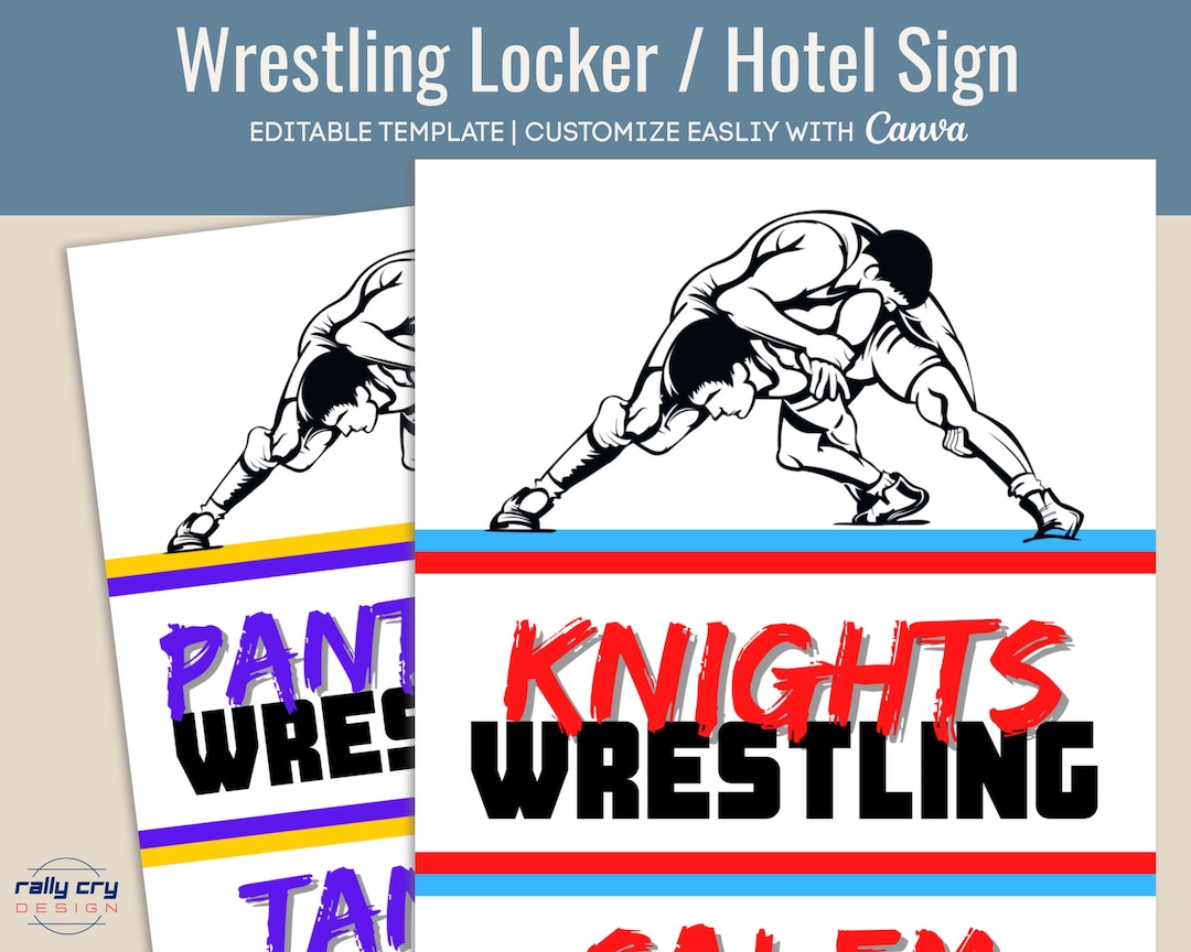 Wrestling Locker Sign, Hotel Door Sign Tag, Pep Rally Team Spirit ...