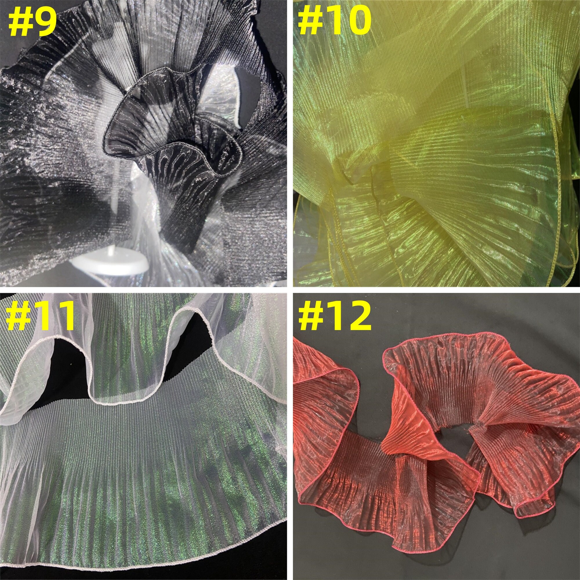 18 Colors Gradient Pleated Organza Lace Trim,wave Colorful Gauze Fabric ...