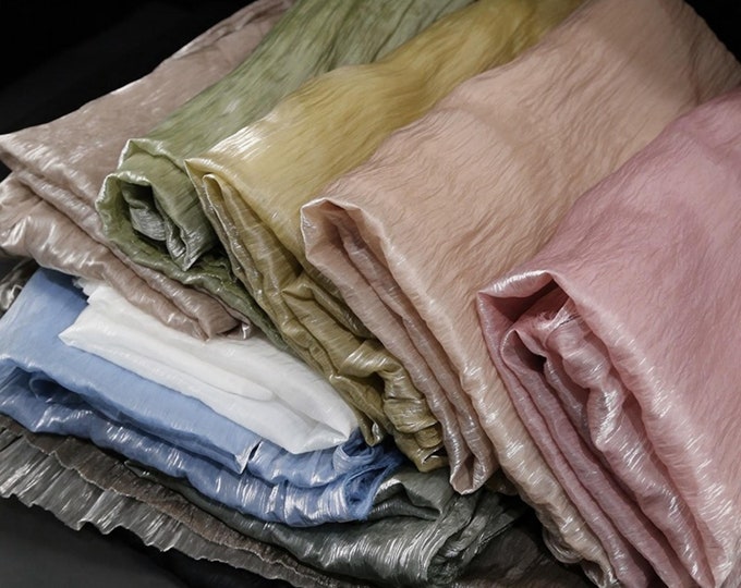 1 Meter Shiny Pleated Tulle Fabric Silver Gray Plisse Fabric Pleat Mesh ...