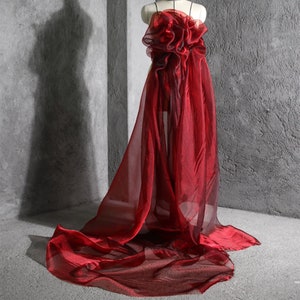 Red Shiny Organza Fabric,sparkle Fabric,gauze Lace Fabric,designer ...