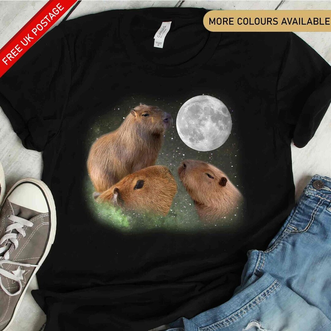 Three Capybara Moon T Shirt Adult & Kids Capybara Shirt Capybaras Top ...