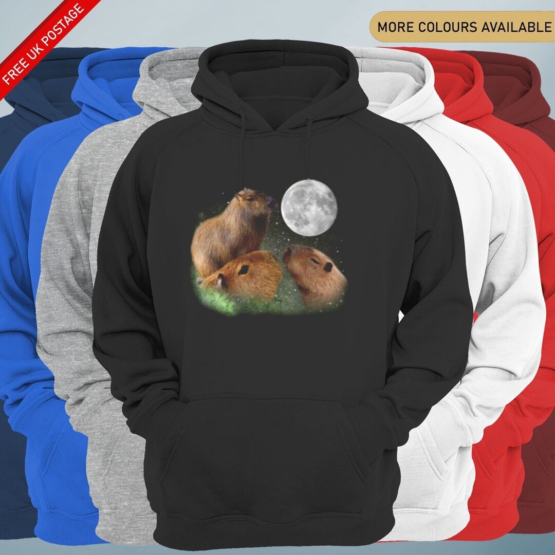 Three Capybara Moon Hoodie Adult Capybara Top Capybara Gift Women Men ...