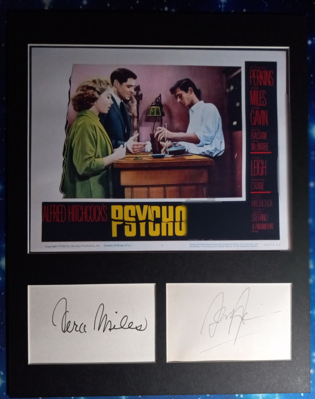 Anthony Perkins & Vera Miles Authentic Signed Cards With Photo in A ...
